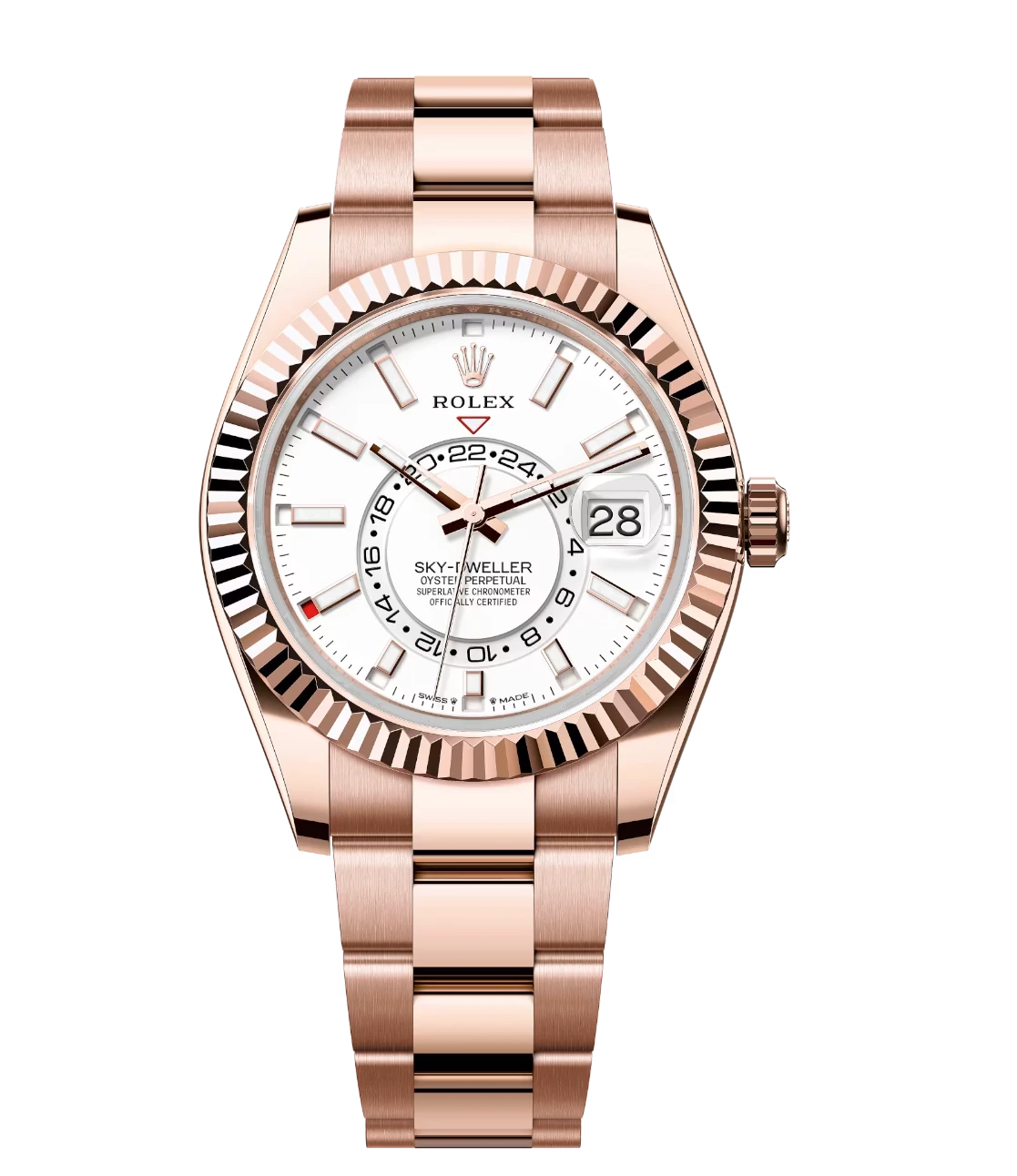 Rolex Sky-Dweller 42 Oyster Perpetual 18 ct Everose gold intense white ...